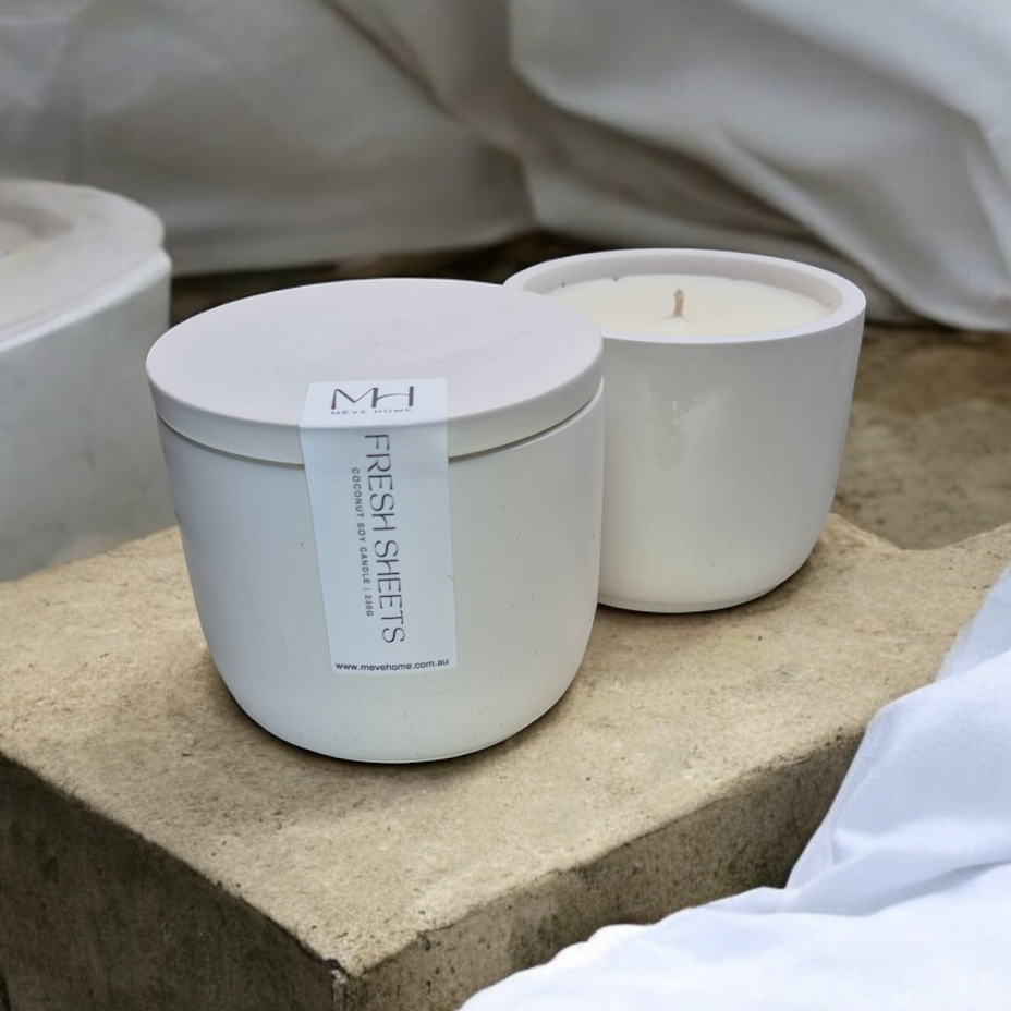 Fresh Sheets 230g Concrete Candle – MĒVE HOME